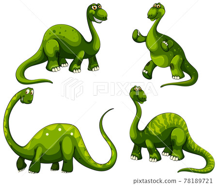 Set of Sauropod dinosaurs cartoon character - Stock Illustration ...