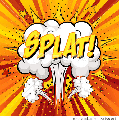 SPLAT text on comic cloud explosion on rays... - Stock Illustration ...
