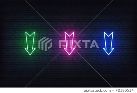 Neon arrows set. Glowing colorful signboard... - Stock Illustration ...
