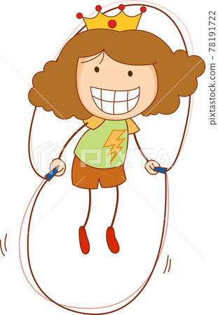 A doodle kid jumping rope cartoon character... - Stock Illustration ...