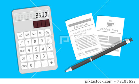 Calculator, receipt and ballpoint pen - Stock Illustration [78193652 ...