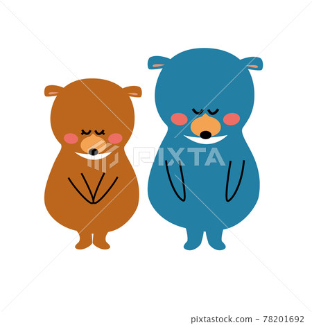 Bowing of a bear couple - Stock Illustration [78201692] - PIXTA