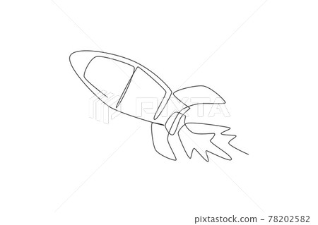 Single continuous line drawing rocket launch... - Stock Illustration ...