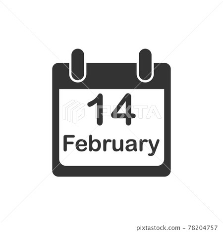 Calendar 14 February vector icon. Flat design.... - Stock Illustration ...