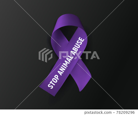 Stop Animal Abuse purple ribbon animal cruelty... - Stock Illustration ...