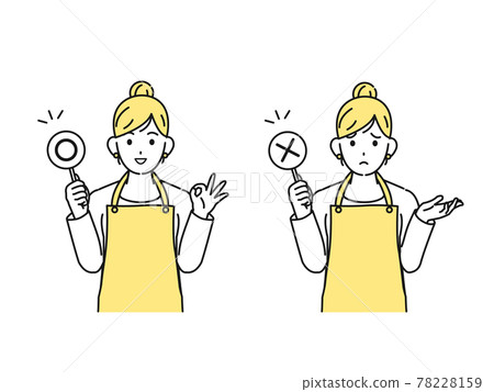 Housewife woman with correct and wrong sticks 〇... - Stock Illustration ...