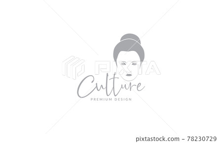 asian women face beautiful culture logo symbol... - Stock Illustration ...