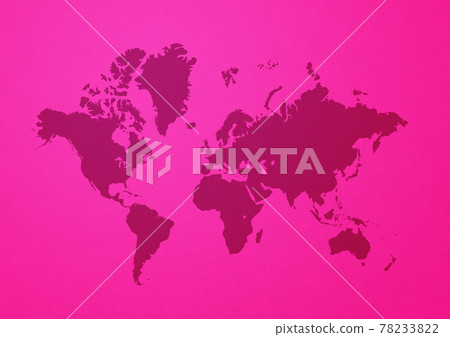 World map on pink wall background - Stock Illustration [78233822] - PIXTA