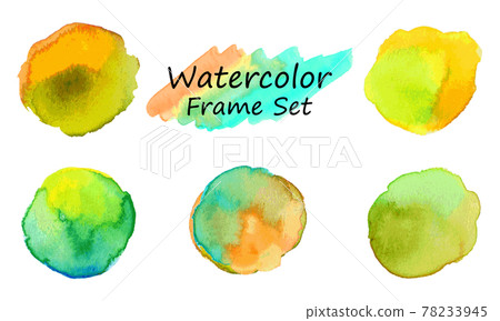 Hand-painted watercolor round frame set 02 - Stock Illustration ...