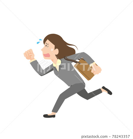 Female office worker running in a hurry - Stock Illustration [78243357 ...