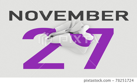 November 27 date behind crumpled paper page of... - Stock Illustration ...