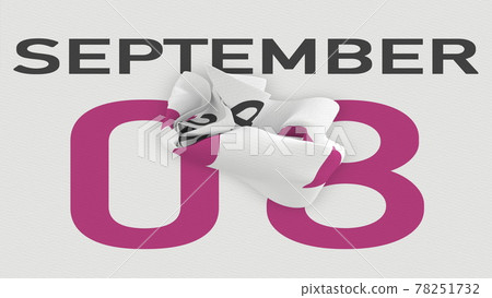 September 8 date behind crumpled paper page of... - Stock Illustration ...