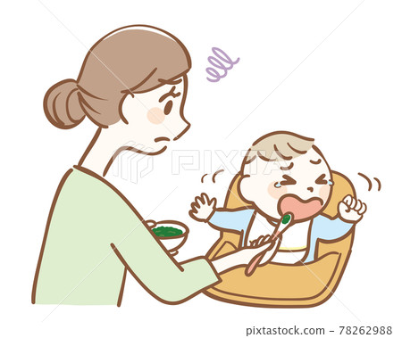 Baby dislikes baby food - Stock Illustration [78262988] - PIXTA