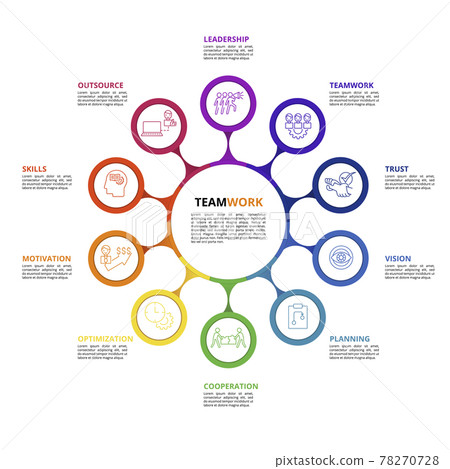 Infographic Teamwork template. Icons in... - Stock Illustration ...