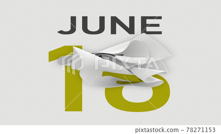 June 16 date behind crumpled paper page of a... - Stock Illustration ...