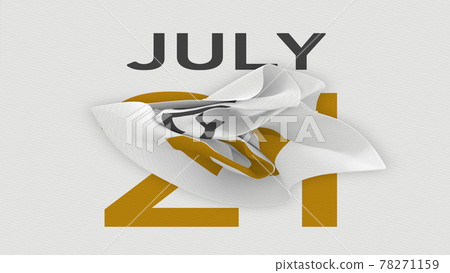 July 21 date behind torn page of a calendar, 3d...-插圖素材 [78271159 ...