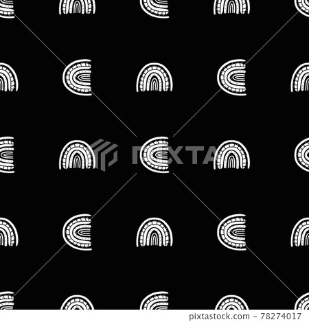 Boho Rainbow black and white seamless pattern - Stock Illustration ...