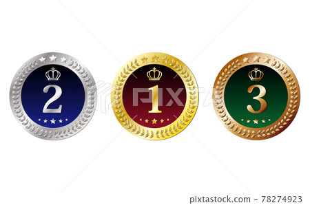 Gold, silver, bronze crown icon illustration - Stock Illustration ...