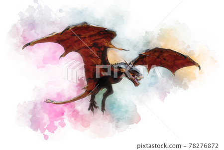 Fantasy dragon in the style of watercolor... - Stock Illustration ...