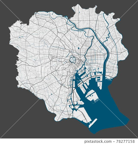 Detailed map of Tokyo city, Cityscape. Royalty... - Stock Illustration ...