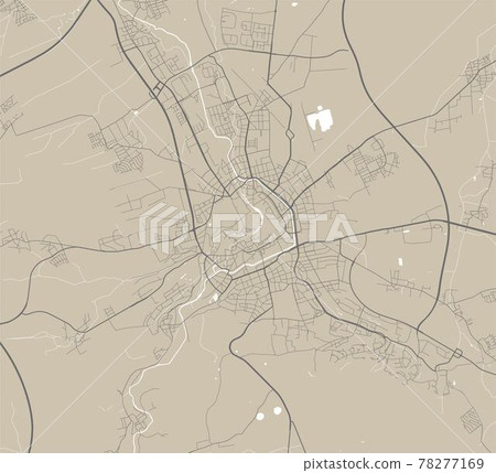 Detailed map of Erfurt city, linear print map.... - Stock Illustration ...