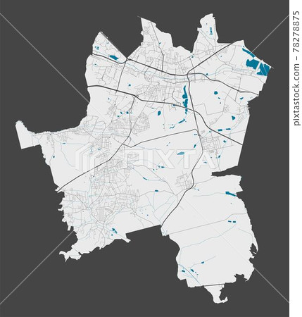 Detailed map of Katowice city, Cityscape.... - Stock Illustration ...