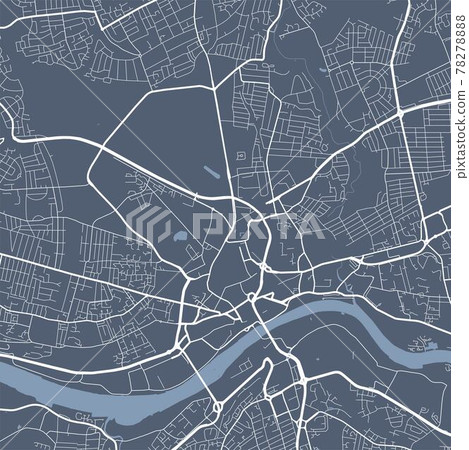 Detailed map of Newcastle upon Tyne city,... - Stock Illustration ...