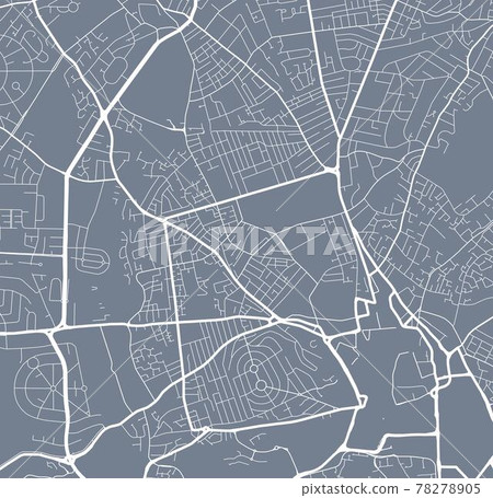 Detailed map of Nottingham city, linear print... - Stock Illustration ...