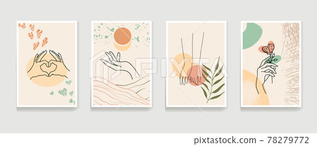 set of abstract posters with hands - Stock Illustration [78279772] - PIXTA