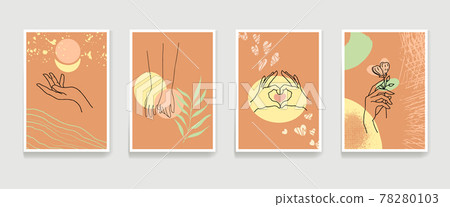 set of abstract posters with hands - Stock Illustration [78280103] - PIXTA