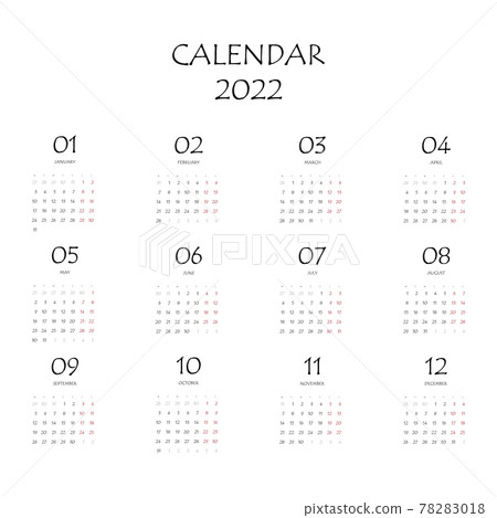 2022 calendar planner. Corporate week. Template... - Stock Illustration ...
