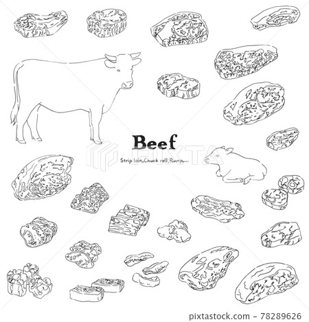 Wagyu beef illustration set-hand-drawn line... - Stock Illustration ...