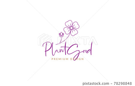 lines geranium flower logo symbol vector icon... - 스톡일러스트 [78298848 ...