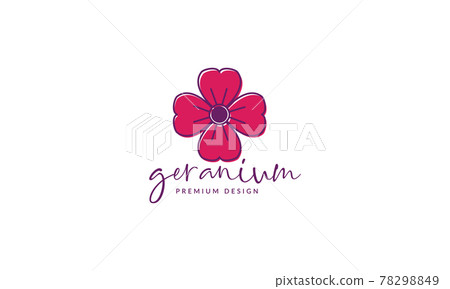colorful geranium plant flower gardening logo... - Stock Illustration ...