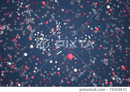 Ethacridine lactate molecule made with balls,... - Stock Illustration ...