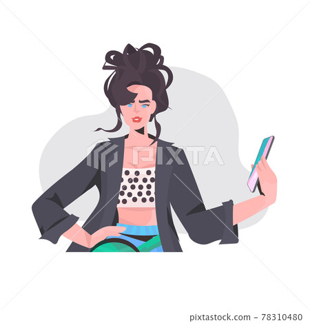 fashion woman using smartphone beautiful girl... - Stock Illustration ...