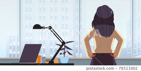 businesswoman looking forward through glass... - Stock Illustration ...