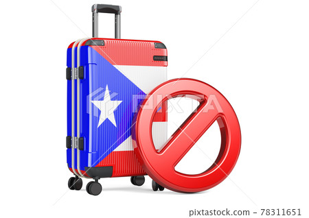 Puerto Rico Entry Ban. Suitcase with Puerto... - Stock Illustration ...