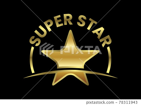 Golden Super Star Text Logo Sign Symbol. ... - Stock Illustration ...