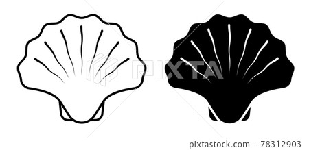 closed sea shell icon. Scallop, edible... - Stock Illustration ...