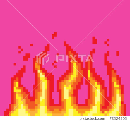 Pixel fire. Art 8 bit fire objects. Game icons... - Stock Illustration ...