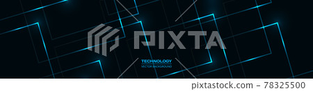 Black technology abstract wide banner with blue... - Stock Illustration ...