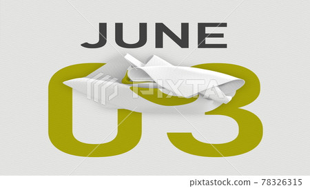 June 3 date behind crumpled paper page of a... - Stock Illustration ...
