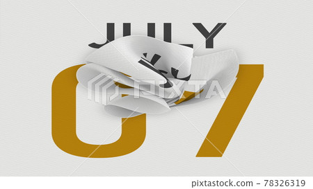 July 7 date behind crumpled paper page of a... - Stock Illustration ...