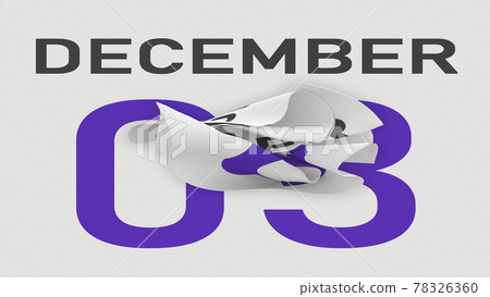 December 3 date behind crumpled paper page of a... - Stock Illustration ...