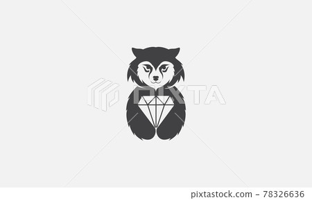 cute animal wolf with diamond logo symbol icon... - Stock Illustration ...