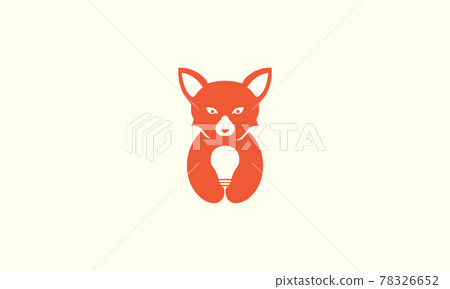 negative space animal fox with light logo... - Stock Illustration ...
