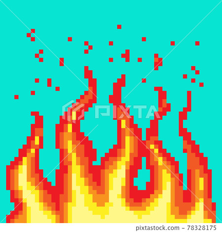 Pixel fire. Art 8 bit fire objects. Game icons...-插圖素材 [78328175] - PIXTA圖庫