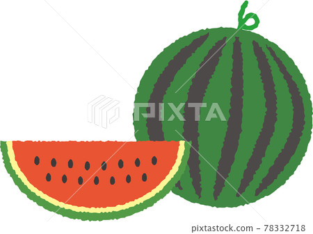 Simple and cute hand-drawn watermelon illustration - Stock Illustration ...