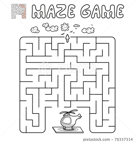 Maze puzzle game for children. Outline maze or...-插圖素材 [78337314] - PIXTA圖庫